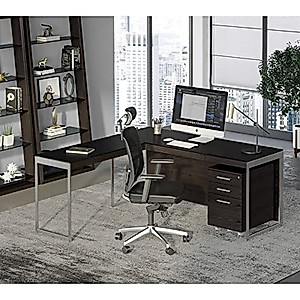 BDI Sequel 6107 Mobile File Pedestal, Charcoal Stained Ash Wood