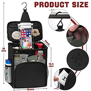EIMMBD Hanging Shower Bag, Shower Caddy Portable Larger Capacity with Phone Storage, Upgraded Shower Caddy Hanging for College, Dorm,Travel, Gym, Camp, Mesh Shower Caddy for Women, Men(Black)