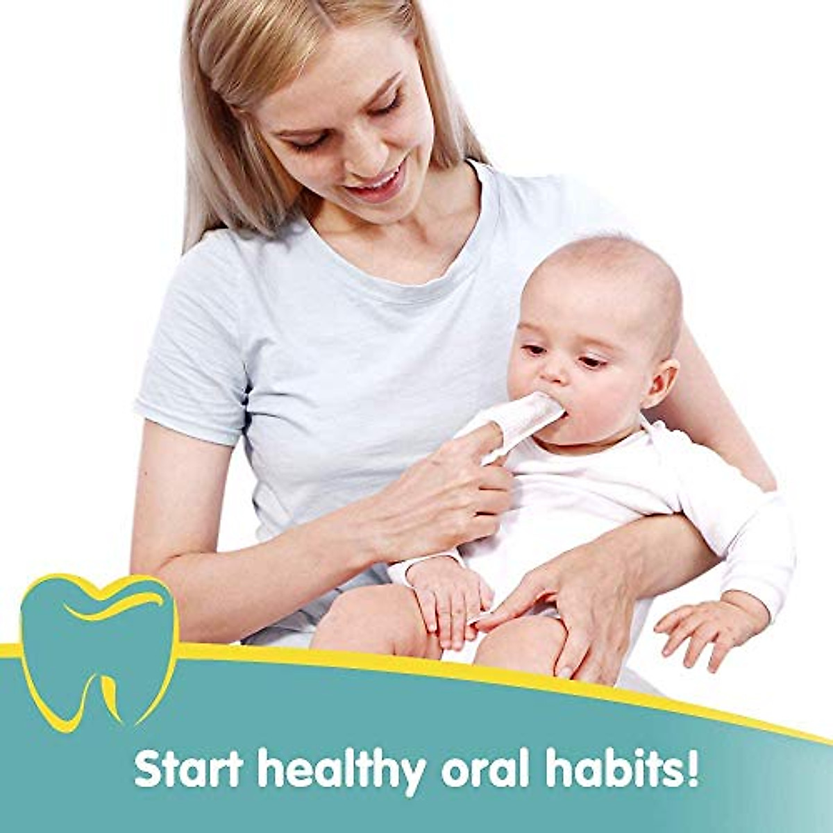 Tongueclear Baby Dry Wipes | Tooth and Gum Wipes | Baby Tongue Cleaner | Stage 1 Birth to First Teeth | 0-36 Months | 60 Count