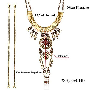 Bluegoog Boho Statement Turquoise Body Chain Necklace for Women, Gold Crossover Bikini Bra Body Jewelry Summer Beach Belly Waist Chain