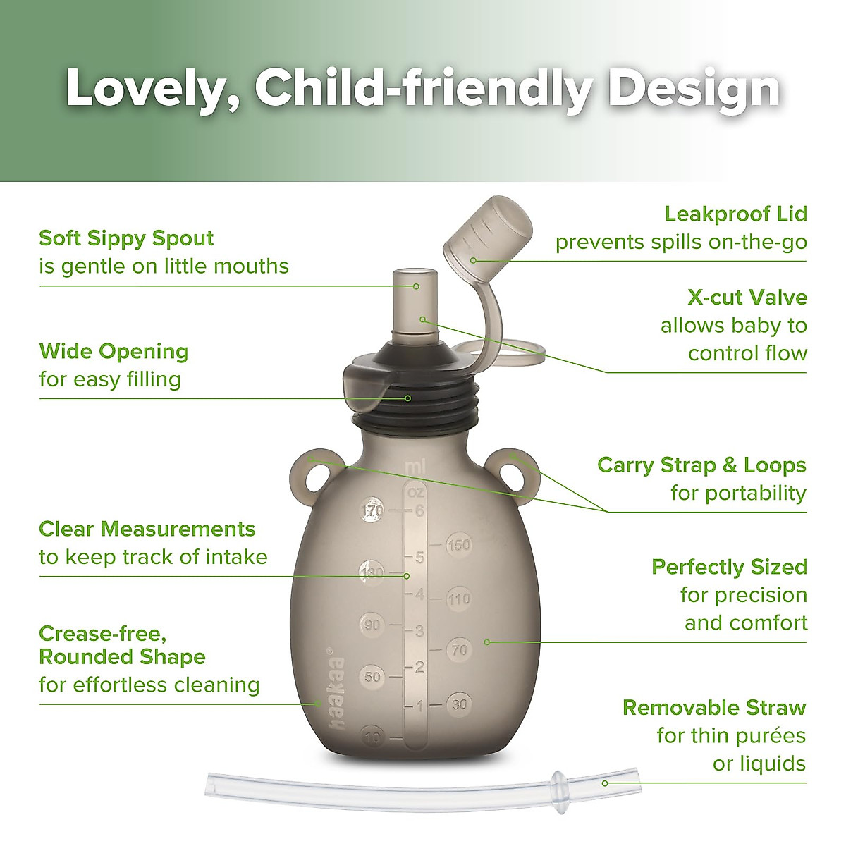 Haakaa Happii Bear Silicone Goody Pouch,Reusable Baby Food Pouches for Homemade Organic Purees, Juices, Smoothies, and Yogurt - Perfect for Toddlers and Kids - 4 Pack, 6oz