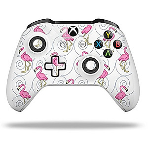 WraptorSkinz Decal Vinyl Skin Wrap compatible with XBOX One S/X Controller - Flamingos on White (CONTROLLER NOT INCLUDED)