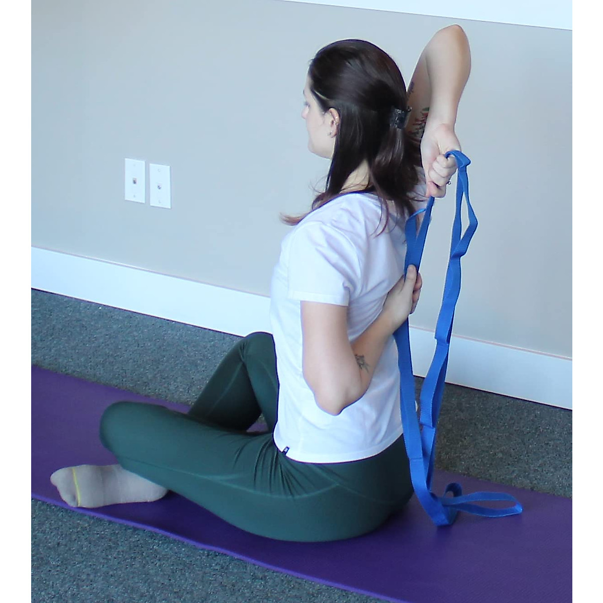 RangeMaster Flex-Ability Static Stretch Strap | | Perfect for Yoga, Pilates, and Physical Therapy | Flexibility and Range of Motion Tool | Blue