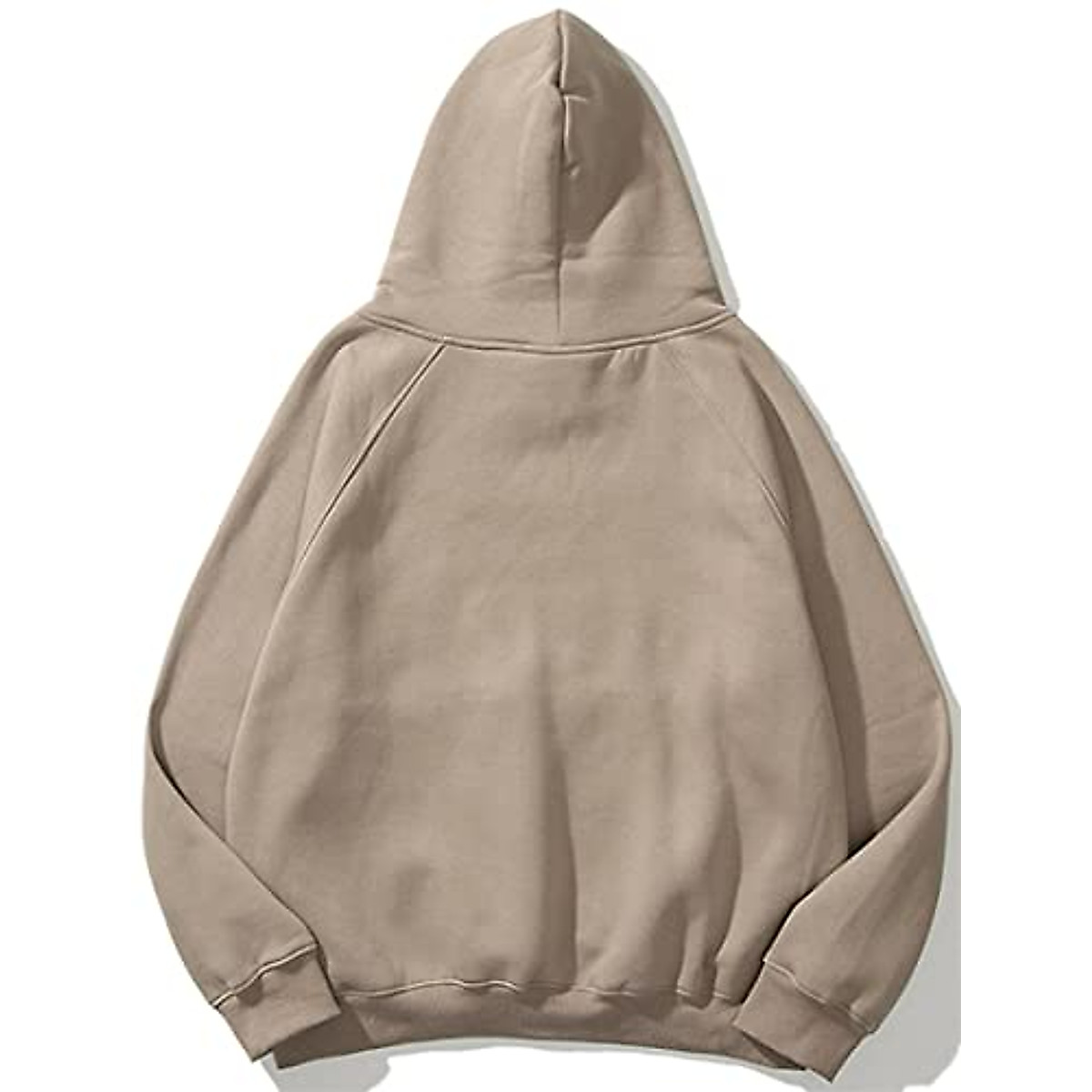 FLYCHEN Men's Solid Color Loose Hoodie Hip Hop Couples Long Sleeve Unisex Sweatshirt Khaki XL