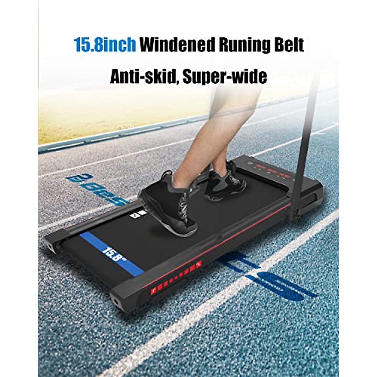 Walking Pad Treadmill Under Desk, 2 in 1 Folidable Treadmills Walking Machine, Portable Electric Treadmill, Desk Treadmill Compact Electric Running Jogging for Home Office with Remote Control, Black
