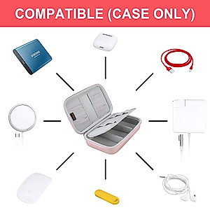 Canboc Hard Electronic Organizer Travel Case Electronics Accessories Cable Gadget Wire Storage Tech Bag Double Layer Shockproof Box for Charger Cord Flash Drive Mouse Apple Pencil Power Bank,Rose Gold