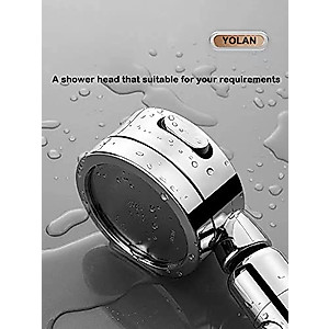 High Pressure Shower Head,360° Rotating Shower Head Holder 3 Settings with ON/OFF Switch,Drill-Free base,3 shower filters with 78" Stainless Hose shower head with handheld