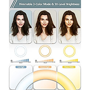 Video Conference Lighting Kits, Pnitri 6.3'' Laptop Ring Light with Clip and Tripod, 10 Brightness Level & 3 Light Modes for Lighting/Video Conferencing/Makeup