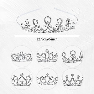inSowni 6 Pack Decorative Sparkling Rhinestone Silver Metal Crown Headbands Tiaras Wedding Bridal Birthday Party Prom Headpieces Hair Accessories for Women Flower Girls Teens Kids (12pcs Silicone Cover for Comfort Wear Included)