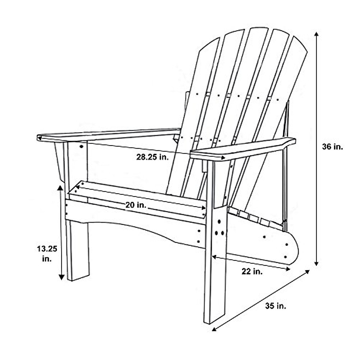 Shine Company 4617N Rockport Wooden Adirondack Chair | Outdoor Patio Chair | Firepit Chairs for Garden, Backyard, & Deck – Natural