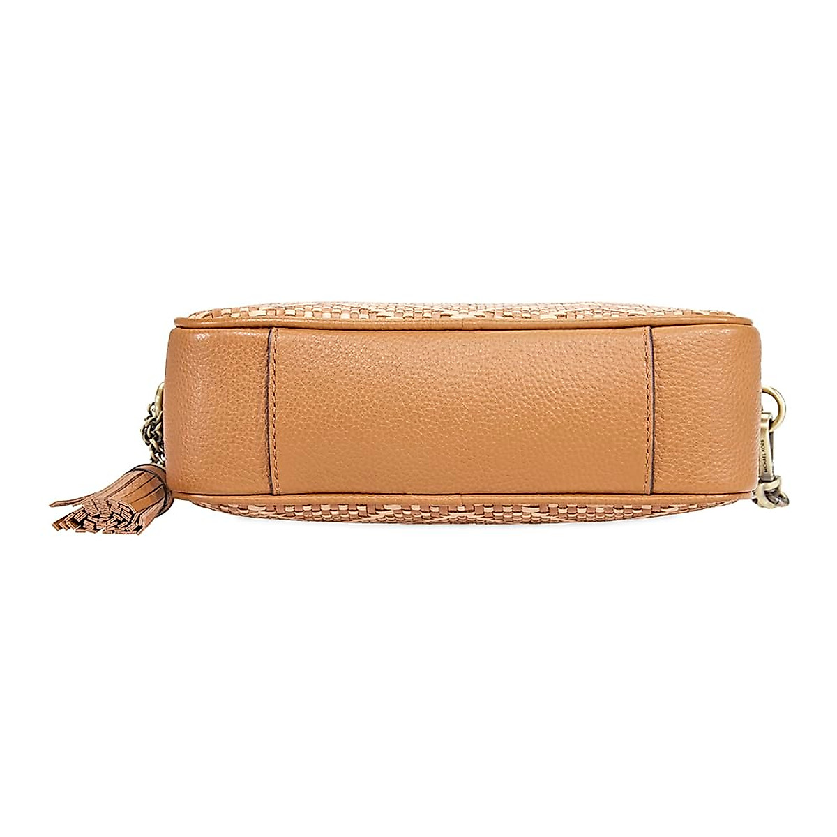 Michael Kors Ginny Medium Woven Leather Crossbody- Acorn/Butternut
