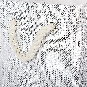 DII Decorative Metallic Lurex Storage Basket, Collapsible & Convenient for Home Organizational Solutions (Small - 11x10x9"), White