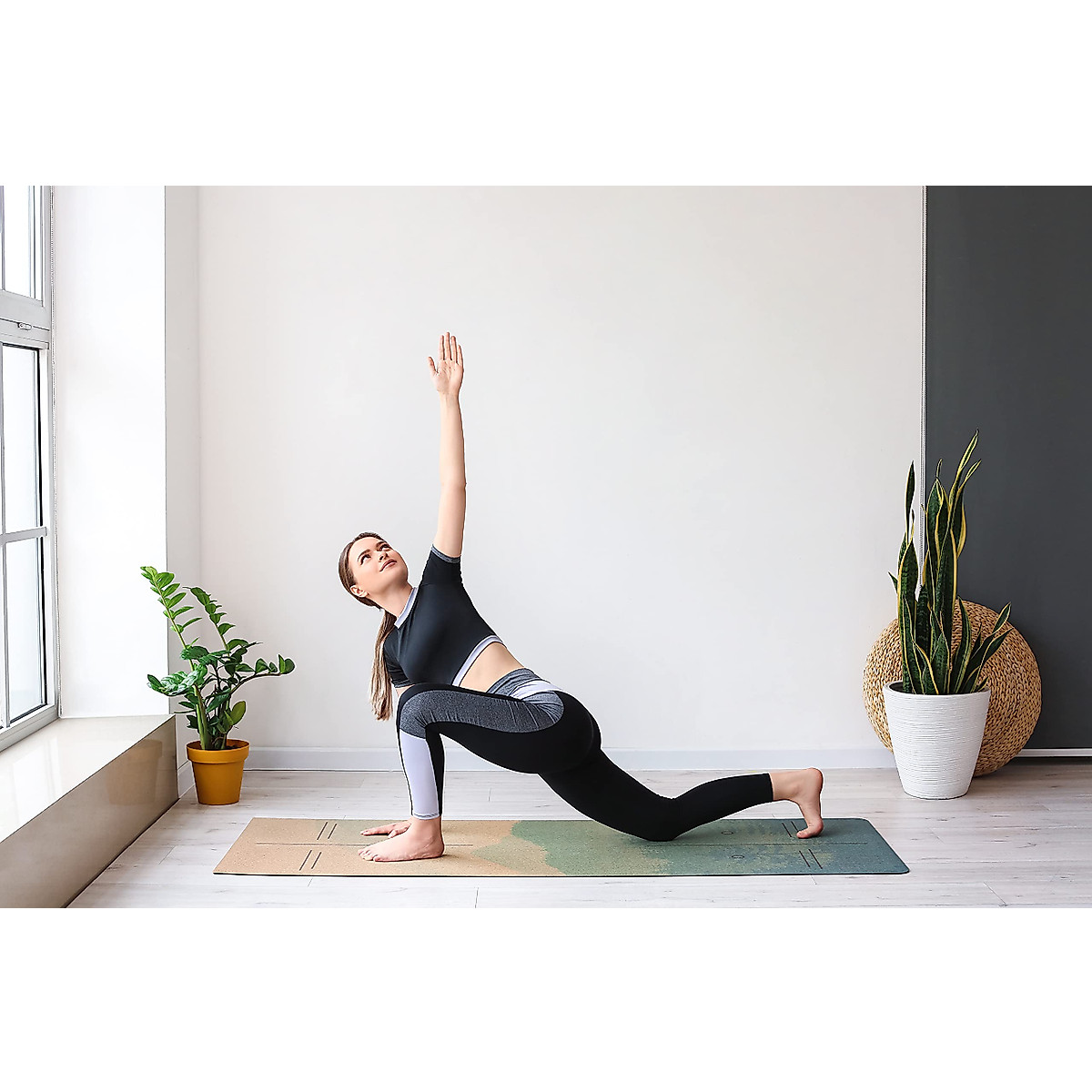 Peaceful Mountain SatoriConcept Cork Yoga Mat with Strap,100% Eco Friendly Cork & Rubber, Lightweight with Perfect Size (72”x24”) and 4mm Thick, Sweat-Resistant, Innovative Exercise Mat for Hot Yoga