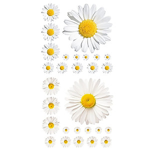 Toyvian Daisy Flower Wall Stickers 3D Removable Flowers Decal Floral DIY Mural for Nursery Bedroom Living Room Bathroom Kitchen Decoration