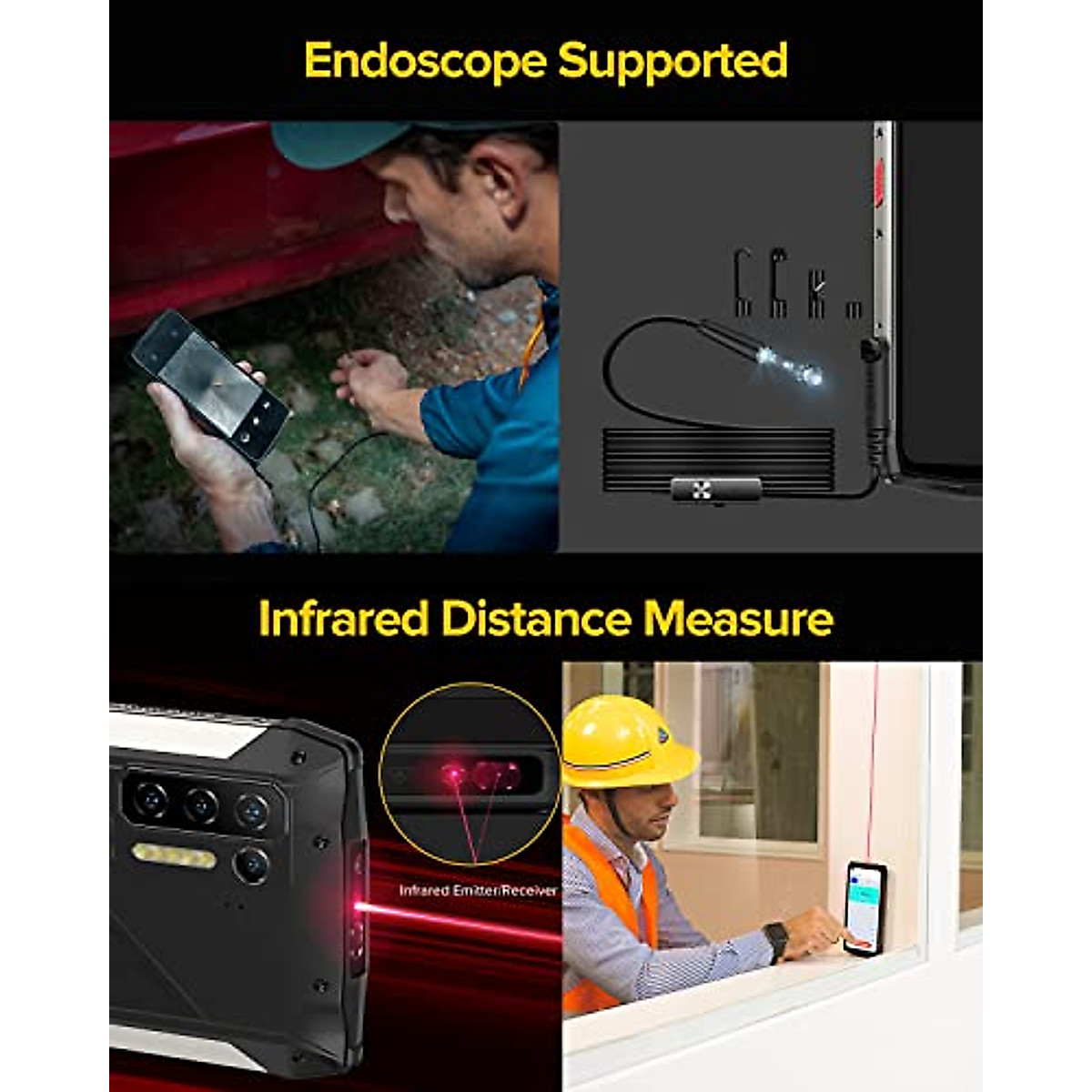 Ulefone Power Armor 13 (8GB + 128GB) Rugged Smartphone, 13200mAh Large Battery, FHD+ 6.81" Screen Octa-core 48MP Quad Camera Android 11, NFC OTG Wireless Charging, IP68 Waterproof Unlocked Cell Phone