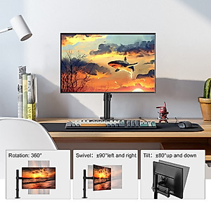 Bracwiser Monitor Mount Single Fully Adjustable Arm Fits One Screen 13-32 inch 22lbs for Monitor Computer Screen 13 15 17 19 20 22 23 24 26 27 30 32 inch VESA 75 100 (MD7421)