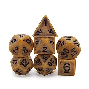 DND Dice Set Ancient RPG Dice for Dungeons and Dragons(D&D) Pathfinder MTG Tabletop Role Playing Game Polyhedral 7-Die Dice Group (Coffee Brown)