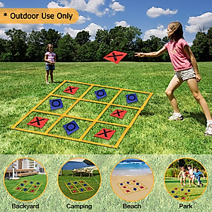 Tic Tac Toe Game - 4ft x 4ft Outdoor Yard Giant Tic Tac Toe for Backyard, Camping, Lawn, Portable No Assembly Outdoor Bean Bag Toss Game for Family and Kids