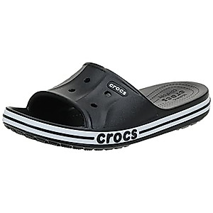 Crocs Unisex Bayaband Slides | Slide Sandals, Black/White, 9 Men/11 Women