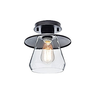 Globe Electric 64846 1-Light Semi-Flush Mount Ceiling Light, Oil Rubbed Bronze, Clear Glass Shade, Ceiling Light Fixture, Light Fixtures Ceiling Mount, Bedroom Lights for Ceiling, Dining Light Fixture