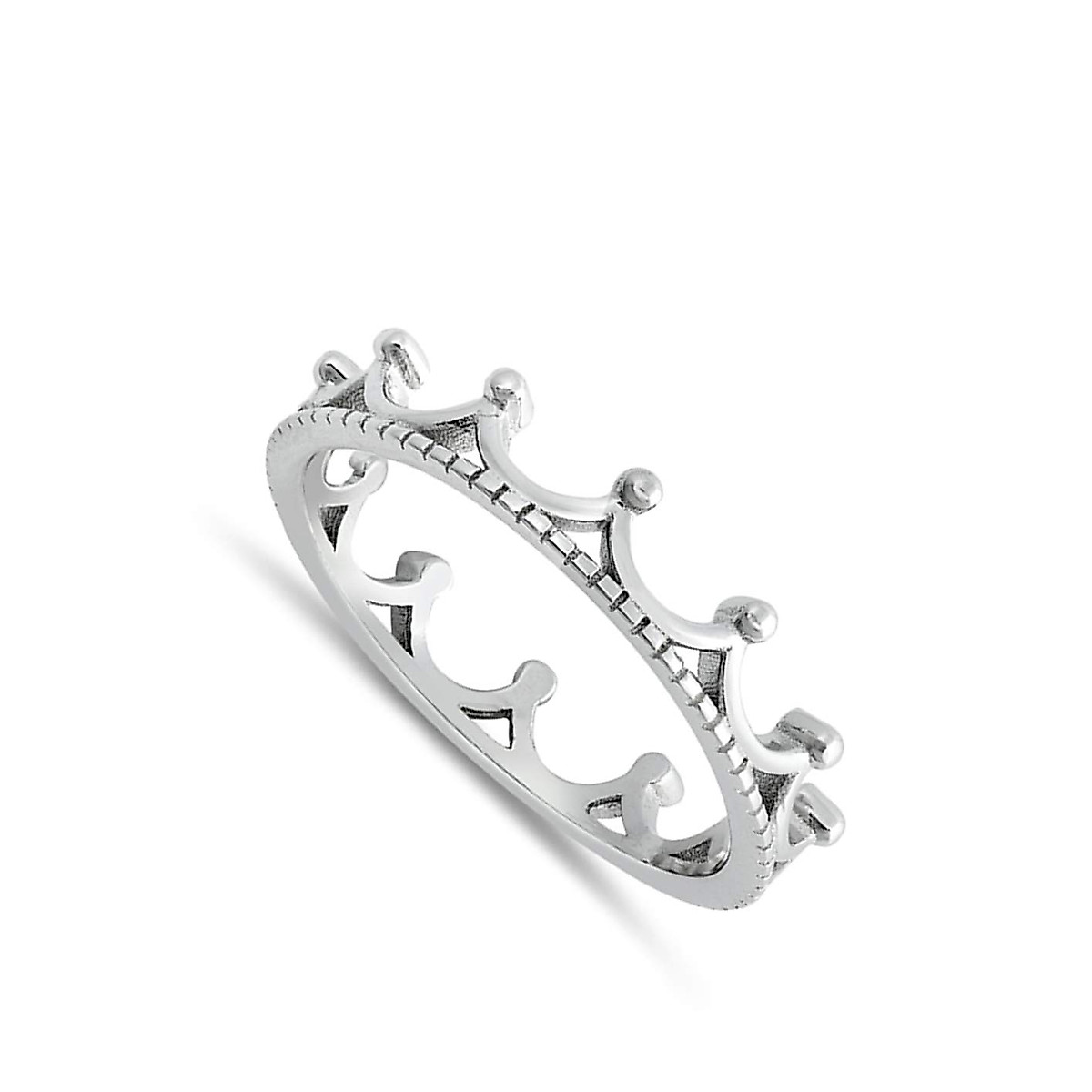 Oxidized Crown Tiara Royal Queen Ring New .925 Sterling Silver Band Size 8