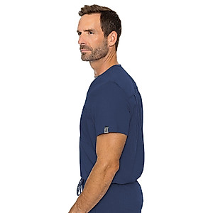 Med Couture Men's V-Neck Scrub Top, Tuckable Cadence One Pocket Scrub Top With 2-Way Stretch Technology MC7478, XL, Navy