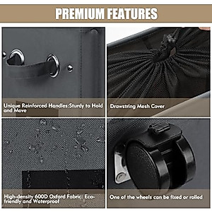 DOKEHOM 25-Inches Slim Laundry Basket on Wheels, Collapsible Rolling Laundry Hamper, Foldable Narrow Corner Clothes Storage Bins (Dark Grey)