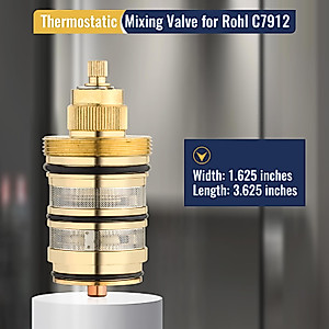 Thermostatic Mixing Valve Cartridge for Rohl C7912, Thermostatic Shower Valve Cartridge Replacement Plumbing Part for Concealed Shower Valve