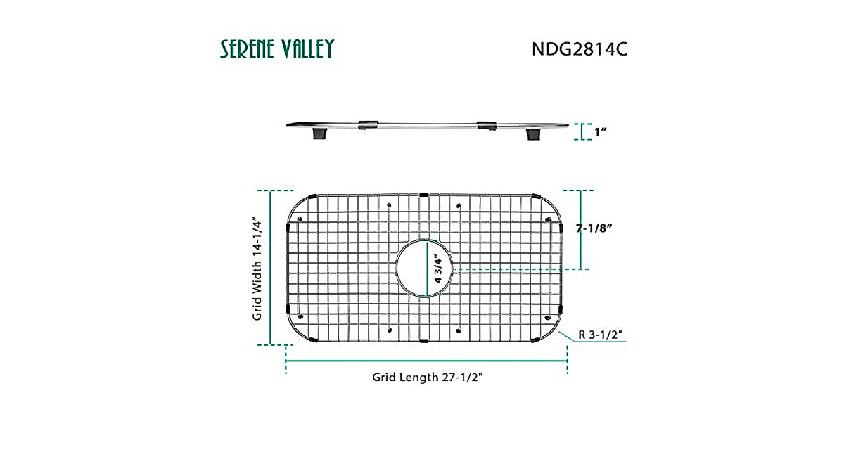 Serene Valley Sink Bottom Grid | 27.5"x14.25" Stainless Steel