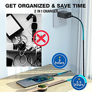 Galaxy Watch 6 Charger Compatible with Samsung Galaxy Watch 6/6 Classic/5/4/3/Active, USB C Charging Cable for Galaxy S23/S22/S21/S20/S10/Note 20/10/9/Buds, 2 in 1 4FT Wireless Charger Dock Cord