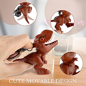 cobee Cute Dinosaur Keychain, Kawaii Cartoon Dinosaur Gift Key Chain Movable Dinosaur Pendant Keyring for Women Men Backpacks Car Keychains(Brown)