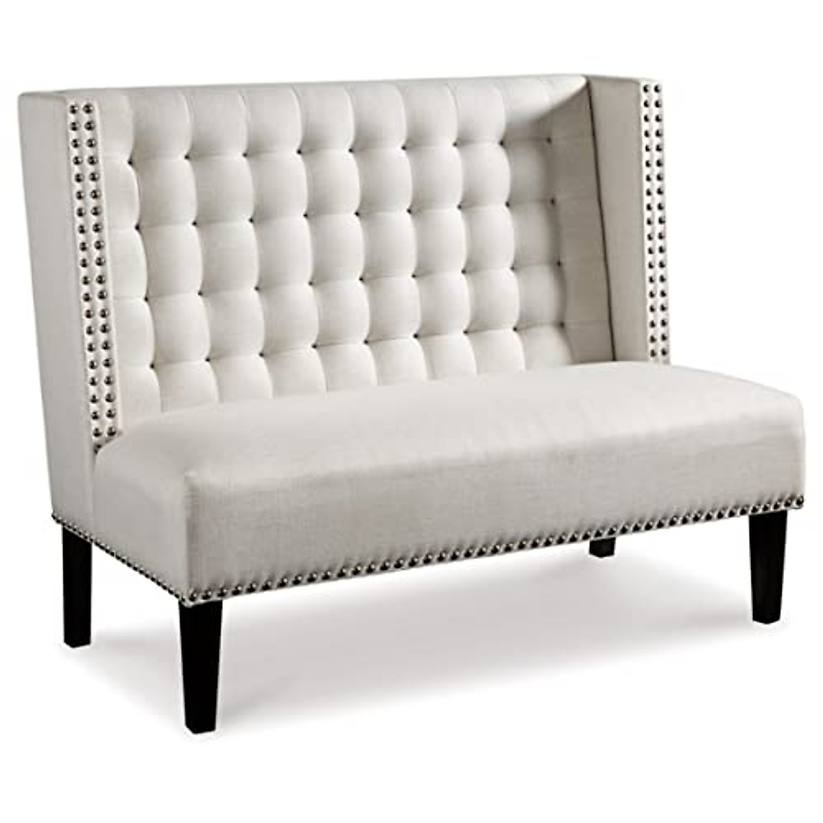 Signature Design by Ashley Beauland Modern Chic Upholstered Tufted Accent Settee Bench, Cream