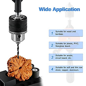 OCR Hand Drill Manual Crank Drill 3/8 inch (1.5mm-10mm) Precision Chucks Hand Drill with 2Pcs Drill Bit Set for Wood Plastic Acrylic Circuit Board Punching