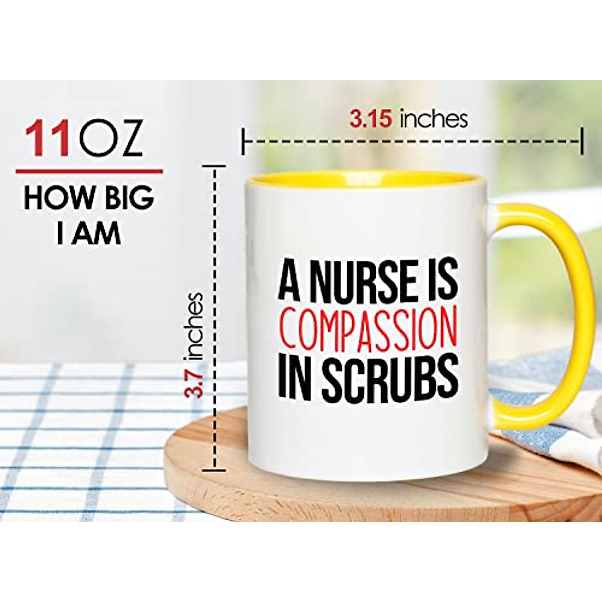 Bubble Hugs Nurse 2Tone Yellow Mug 11oz - A nurse is compassion - Labor Clinical Certified Nursing Assistant Surgical Emergency Oncology Practitioner