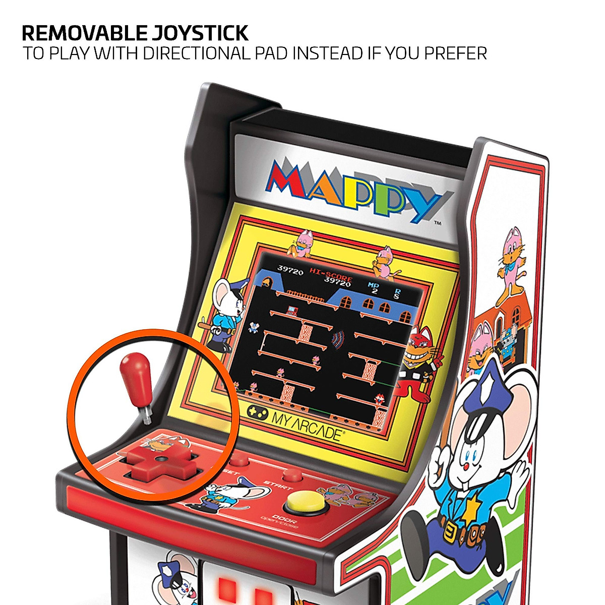 My Arcade My Arcade Mappy Micro Player: Fully Playable, 6.75 Inch Collectible, Color Display, Speaker, Volume Buttons, Headphone Jack, Battery or Micro USB Powered - Electronic Games