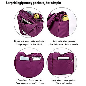 Scorlia Insulated Lunch Shoulder bag and Tote bag, Extra Large Leakproof Lunch Tote Handbag, Durable Reusable Cooler Ladies lunch Box Bag with Side pockets, Tall Drinks Holder for Women Men