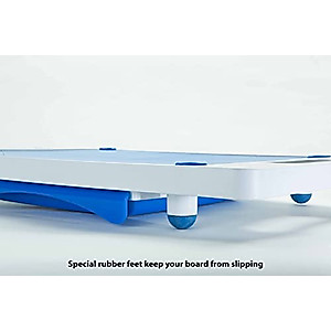 Karving King Dripless Cutting Board 2 in 1 System Non Slip Feet & Spikes Hold Food in Place while Carving Juice Groove Fills Drip Collection Drawer for Gravy & Easy Clean Up - Blue