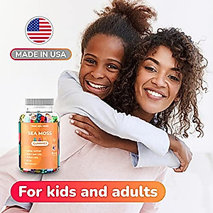 Organic Sea Moss Gummies – Contains Irish Sea Moss + Burdock Root + Bladderwrack – 60 Gummies for Stronger Immune, Healthier Skin & Hair, Detox – Great for Kids & Adults, Made in USA (1)