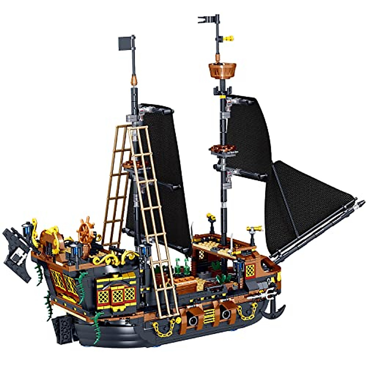 Mesiondy Pirate Ship Model，Pirate Ship Model Mini Building Blocks Kit, MOC Pirate Ship Building Sets for Boys Girls 14+ (1282Pcs)
