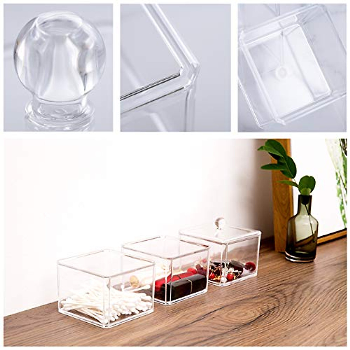 2 Pack Clear Hair Accessory Storage Containers Acrylic Hair Accessories Holder Organizer Hair Tie Container Jar Stackable Hair Clip Container Organizer Jewelry Hairband Holder Box Organizer with Lids