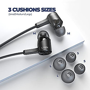 MuveAcoustics Spark Earbuds Wired Headphones with Mic - Phone Headset in Ear Buds Noise Cancelling for Computer Android Gaming Compatible with Samsung, Laptop, iPhone, iPod, iPad, Kindle, 3.5mm Jack