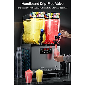 Leacco Commercial Slushie Machine, Frozen Drink Margarita Machine Smoothie Slushy Maker Stainless Steel 110V