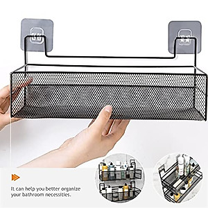 DOITOOL Storage Shelves Mesh Wall Floating Shelves Metal Storage Basket No Drilling Wall Mounted Shelf for Bathroom Laundry Room Bedroom Living Room Kitchen and Office 36X15CM Bathroom Decor