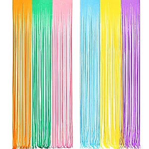 Pastel Rainbow Tinsel Curtain Party Backdrop - GREATRIL Pastel Color Foil Fringe Curtain Photo Booth Streamers for Birthday Easter Spring Baby Bride Shower Ice Cream Unicorn Girls Party Decorations
