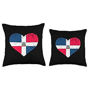 Dominican Roots Dominican Republic Souvenir Gifts Flag Heart I Love Dominican Republic Throw Pillow, 16x16, Multicolor