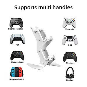 Controller Holder, Game Controller Headset Stand for Xbox Series X S/Xbox one / PS5 / PS4 / NS/PC/Headset, Aluminum Metal Headset Mount Universal Organizer for Video Game Accessories (White)