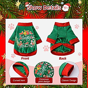 Christmas Dog Shirt Pet Dog Clothes for Small Dogs Boy Girl Holiday Chihuahua Yorkie Dog Outfit Apparel Xmas Puppy Clothing Cat Shirts for Cats Only Costume 2 Pack (X-Small, Shirt)