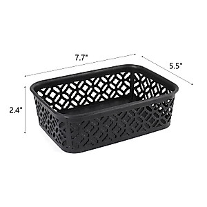 ZEAYEA 9 Pack Small Plastic Storage Basket, Classroom Organizer Baskets for Shelves Desk Drawer, Pantry Woven Basket Bins for Bedroom Closet Office School, 7.7" L x 5.5" W x 2.4" H