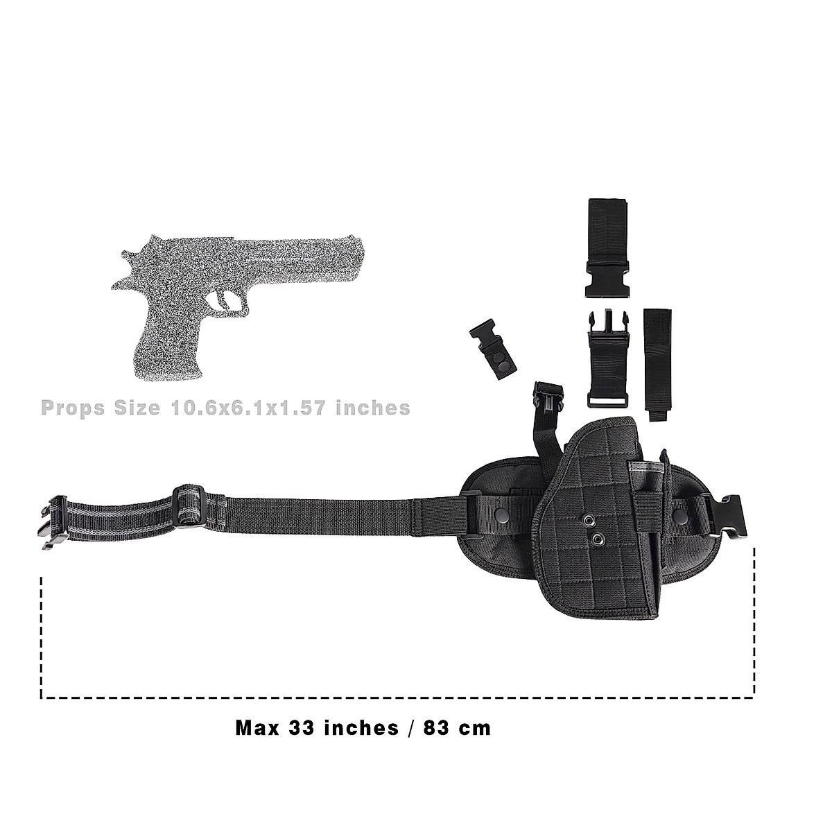 Drop Leg Holster Right Handed - Airsoft Holster with Magazine Pouch Thigh Pistol Gun Holster Tactical Adjustable,Suitable to Hold Full Size Mid Size and Compact Pistols. (Black)
