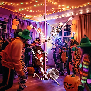 AW Pirate Life Size Skeleton Poseable, Full Size Western Cowboy Skeleton 5.4 Ft Plastic for Halloween Party Outdoor Patio Decorations Haunted House Props 2024